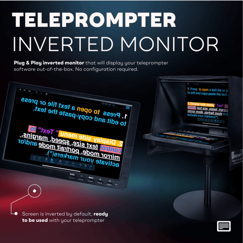 Inverted monitor for Teleprompter, 10.1'' Plug & Play compatible with ...
